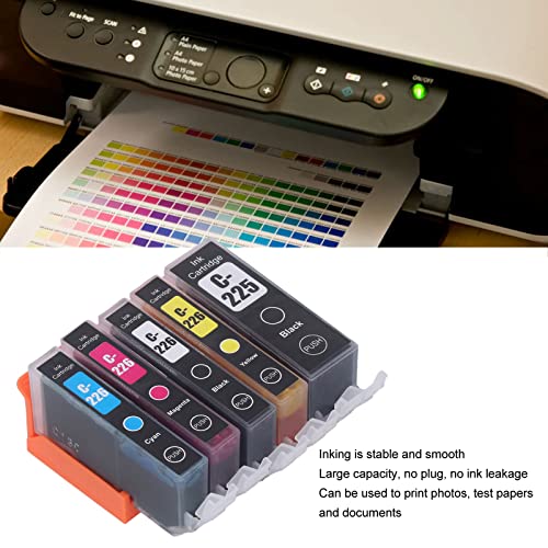 225-226 Ink Cartridge, Output Large Capacity Colorful Cartridge Combo Pack, for PIXMA IX6520 IP4820 IP4920 (BK BK C M Y 5 Colors)