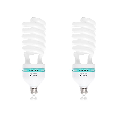 Jodoll Photo CFL Full Spectrum Light Bulb,2 x 105W 5500K CFL Daylight for Photography Photo Video Studio Lighting - 2 Pack