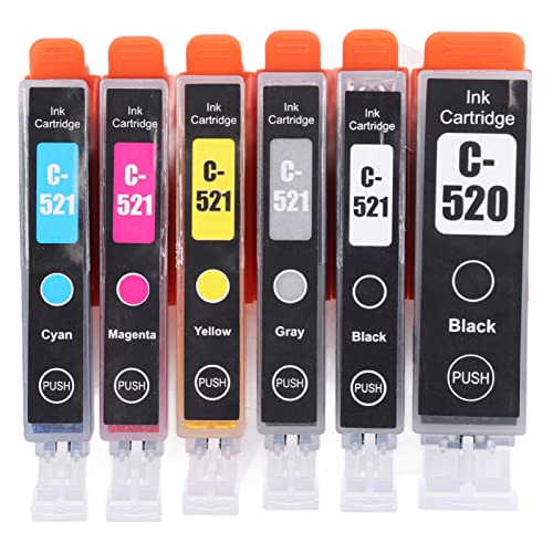 Hilitand Ink Cartridge ABS Printer Cartridge with Ink for Office, Schools, Trade Building Printing Photos, Test Papers, Documents (BK BK C M Y GY 6 Colors)
