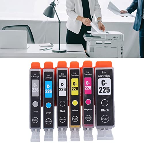 225-226 Ink Cartridge, Output Large Capacity Colorful Cartridge Combo Pack, for PIXMA IX6520 IP4820 IP4920 (BK BK C M Y GY 6 Colors)