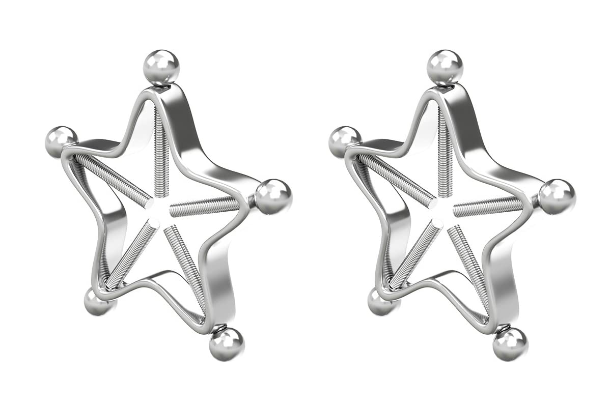 2Pcs Non-Piercing Fake Nipple Rings Nipple Shield Rings Adjustable Pressure Nipple Clamps Stainless Steel Bar Nipple Rings Body Nipple Jewelry