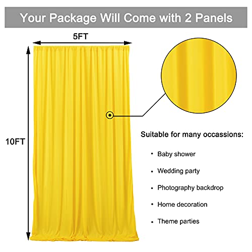 10ftx10ft Yellow Backdrop Curtain Panels for Parties, Wrinkle Free Polyester Photography Backdrop Curtains, Wedding Party Decoration Supplies