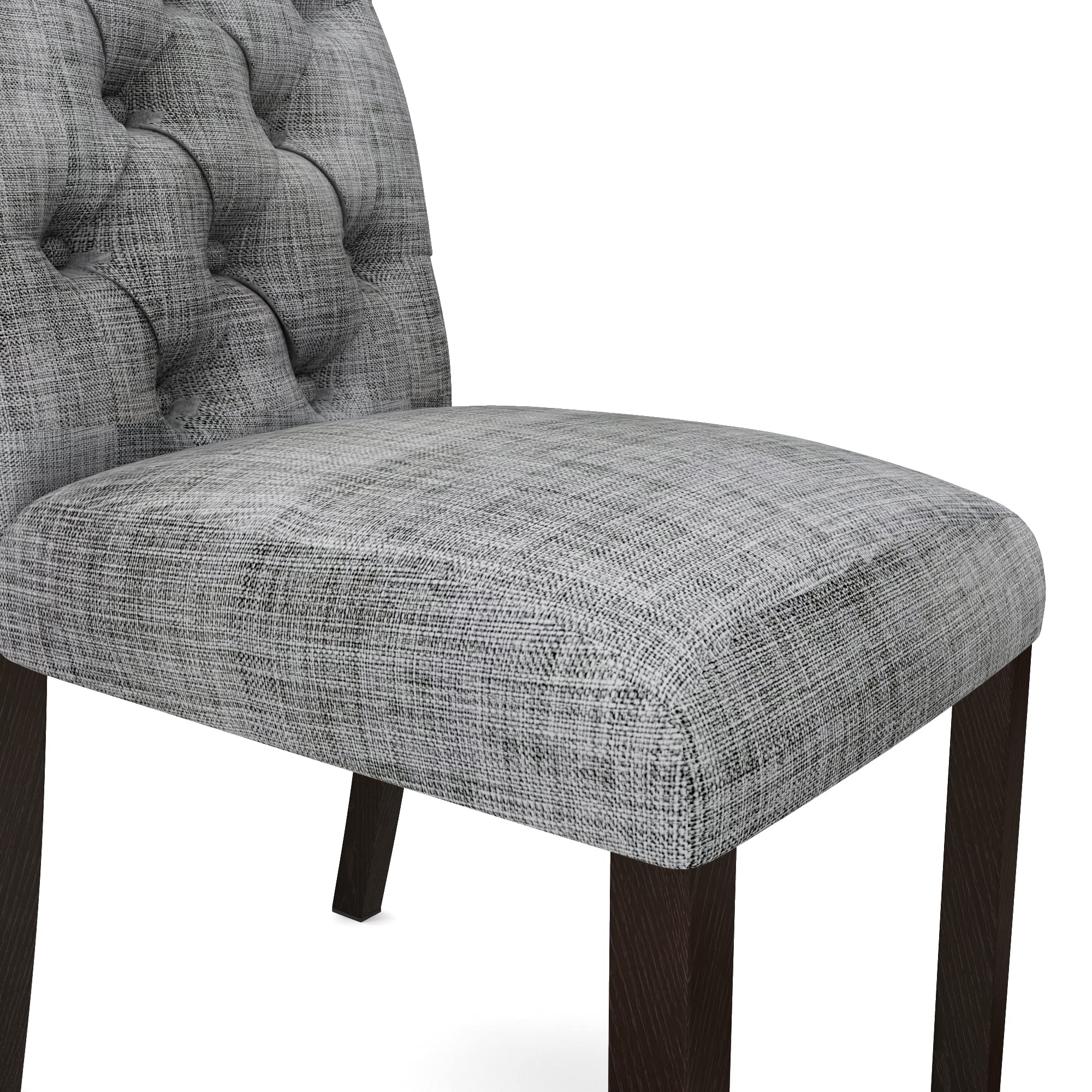 Augensternchen Dining Chair, Dining Room Upholstered Chair with Tufted Back and Solid Wood Legs, for Home Kitchen and Restaurant, Soft Beige Linen Material, Set of 2 (Gray)