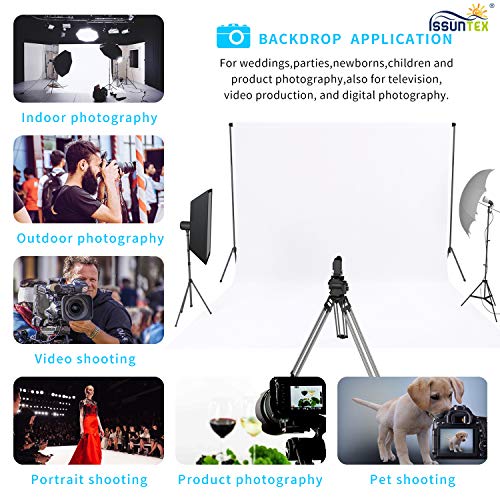ISSUNTEX 6X9 ft Background Muslin Backdrop, Photo Studio, Collapsible High Density Screen for Video Photography and Television-White