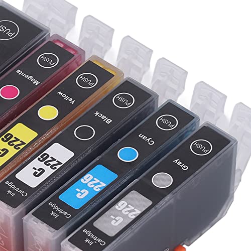 225-226 Ink Cartridge, Output Large Capacity Colorful Cartridge Combo Pack, for PIXMA IX6520 IP4820 IP4920 (BK BK C M Y GY 6 Colors)