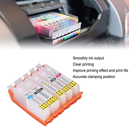 FTVOGUE 5Pcs Ink Cartridge Reusable Smoothly Ink Output PGBK BK C M Y Printer Cartridge for Test Papers Documents (350-351)