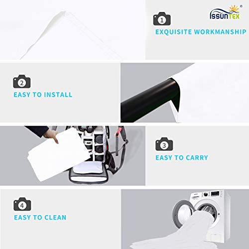 ISSUNTEX 6X9 ft Background Muslin Backdrop, Photo Studio, Collapsible High Density Screen for Video Photography and Television-White