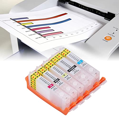 FTVOGUE 5Pcs Ink Cartridge Reusable Smoothly Ink Output PGBK BK C M Y Printer Cartridge for Test Papers Documents (350-351)