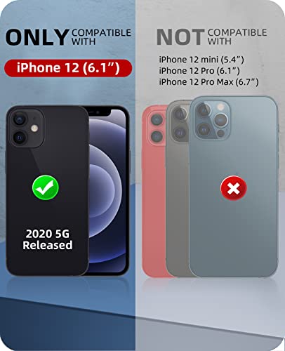 WIFORT iPhone 12 Waterproof Case - Built-in Screen Protector Water Resistant Cover Protective Drop Protection Hard, Shockproof Full Body Defender Tough Military Grade - 6.1" Black