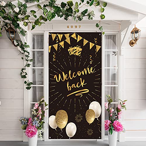 INNORU Welcome Back Door Banner Decoration, Homecoing Returning Party Large Door Cover Decor, Back Home, Retirement Party Photo Booth Backdrop Background Supplies
