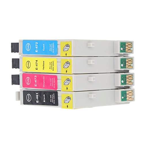 Fafeicy 4PCS Ink Cartridge Replacement, Cartridge Combo Pack Printer Accessories for Printer (T0461/T0472/T0473/T0474)