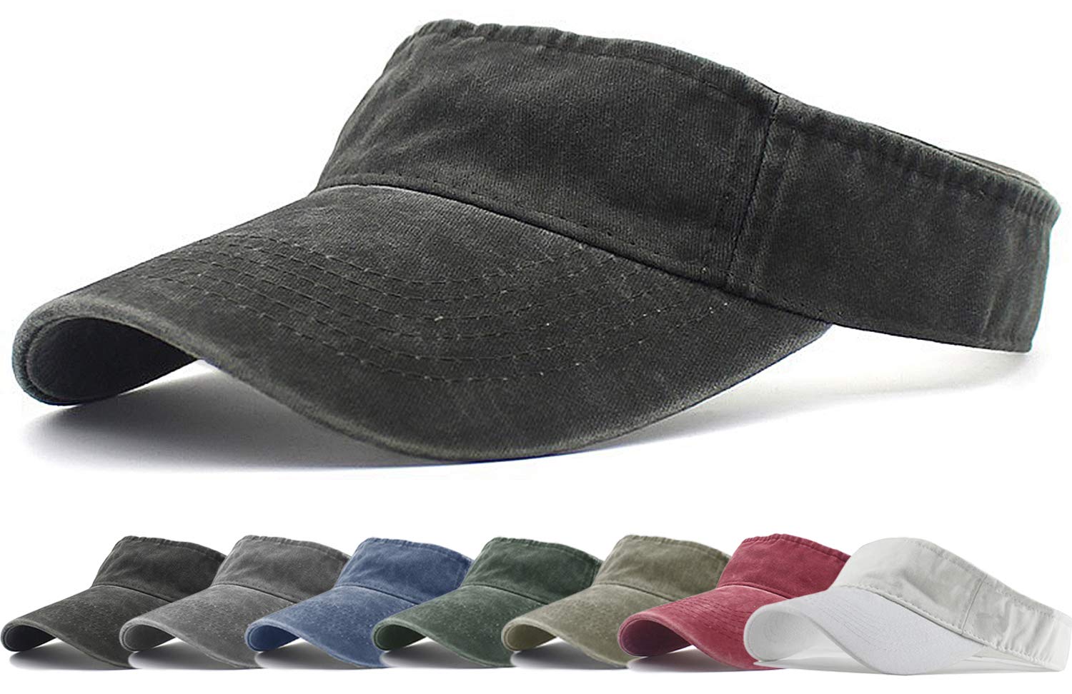 HH HOFNEN Sports Sun Visor Hats Cotton Twill Ball Adjustable Sun Caps for Men Women