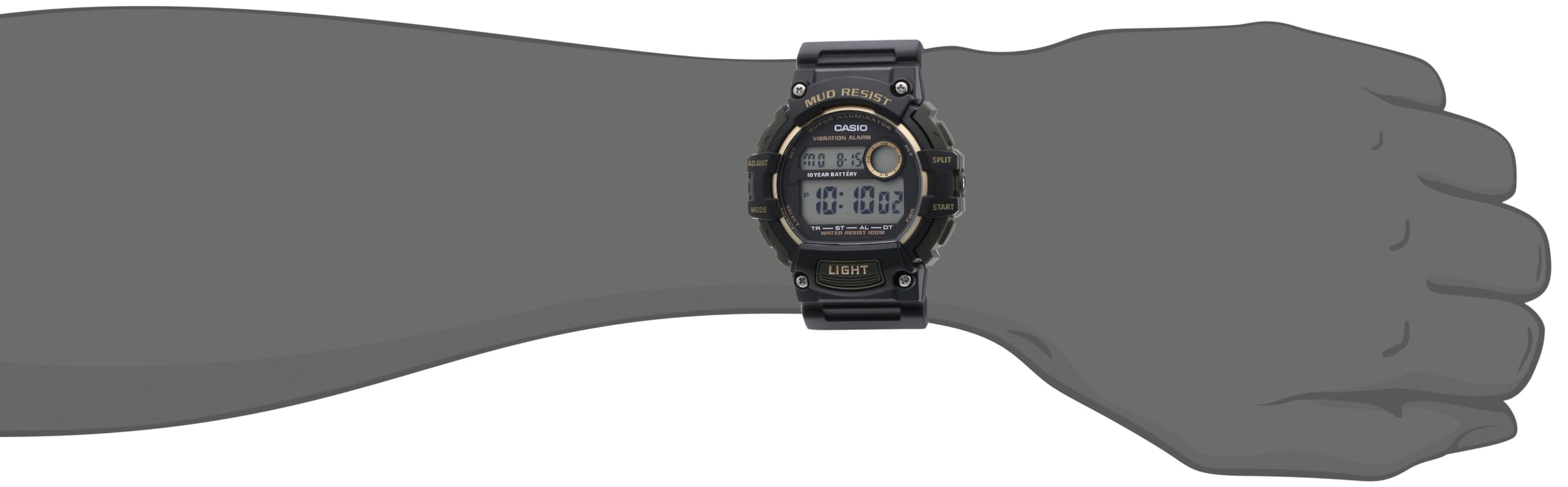 Casio Mud Resistant Stainless Steel Quartz Watch with Resin Strap, Black, 27.6 (Model: TRT-110H-1A2VCF), standard, adult