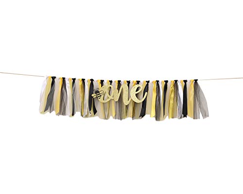 Bee Theme High Chair Banner - Baby First Birthday Party Banner - Smash Cake Photo Prop - 1st Birthday Photo Backdrop (Bee)