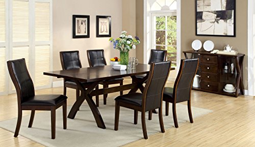 Furniture of America Cypress Leatherette Parson Dining Chair, Black, Set of 2