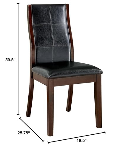Furniture of America Cypress Leatherette Parson Dining Chair, Black, Set of 2