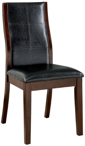 Furniture of America Cypress Leatherette Parson Dining Chair, Black, Set of 2