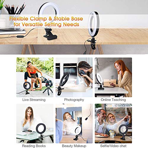 SALTOUSA Video Conference Lighting Kit,6.3 inch Selfie Ring Light,Video Conferencing,Remote Working,Zoom Call Lighting,Self Broadcasting and Live Streaming,YouTube Video,TikTok,Black-A