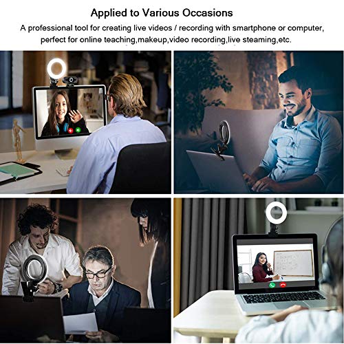 SALTOUSA Video Conference Lighting Kit,6.3 inch Selfie Ring Light,Video Conferencing,Remote Working,Zoom Call Lighting,Self Broadcasting and Live Streaming,YouTube Video,TikTok,Black-A