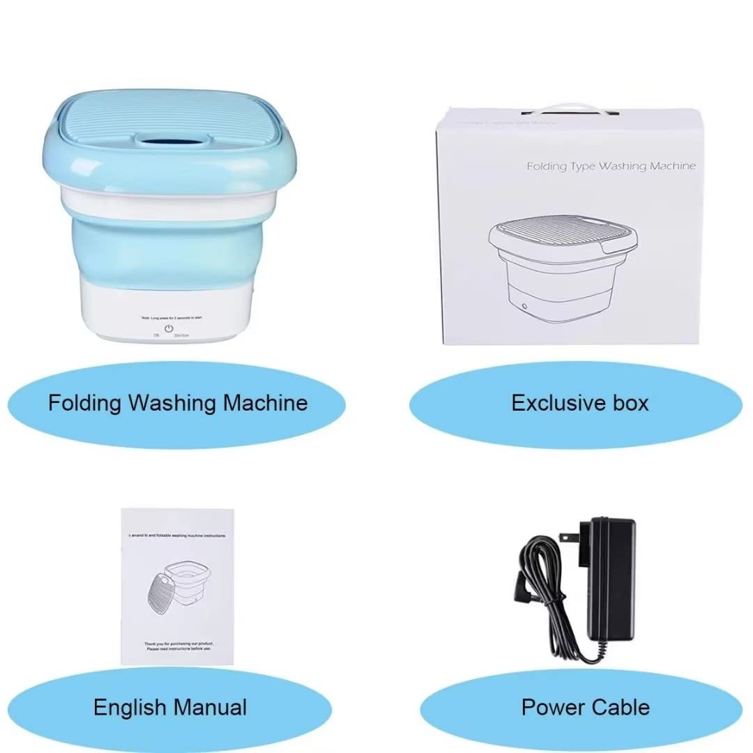 ZKFDP Portable Washing Machine,Ultrasonic Mini Washing Machine,Folding Washing Machine for Wash Baby Clothes, Apartment Dorm,Travelling,Gift for Friend or Family(Blue)