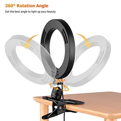 SALTOUSA Video Conference Lighting Kit,6.3 inch Selfie Ring Light,Video Conferencing,Remote Working,Zoom Call Lighting,Self Broadcasting and Live Streaming,YouTube Video,TikTok,Black-A