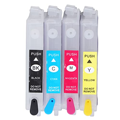 Hilitand 4Pcs Printing Ink Cartridge PP Material Ink Cartridge Printing Cartridge with Permanent Chip for Reusable Printer (T0561/T0562/T0563/T0564)