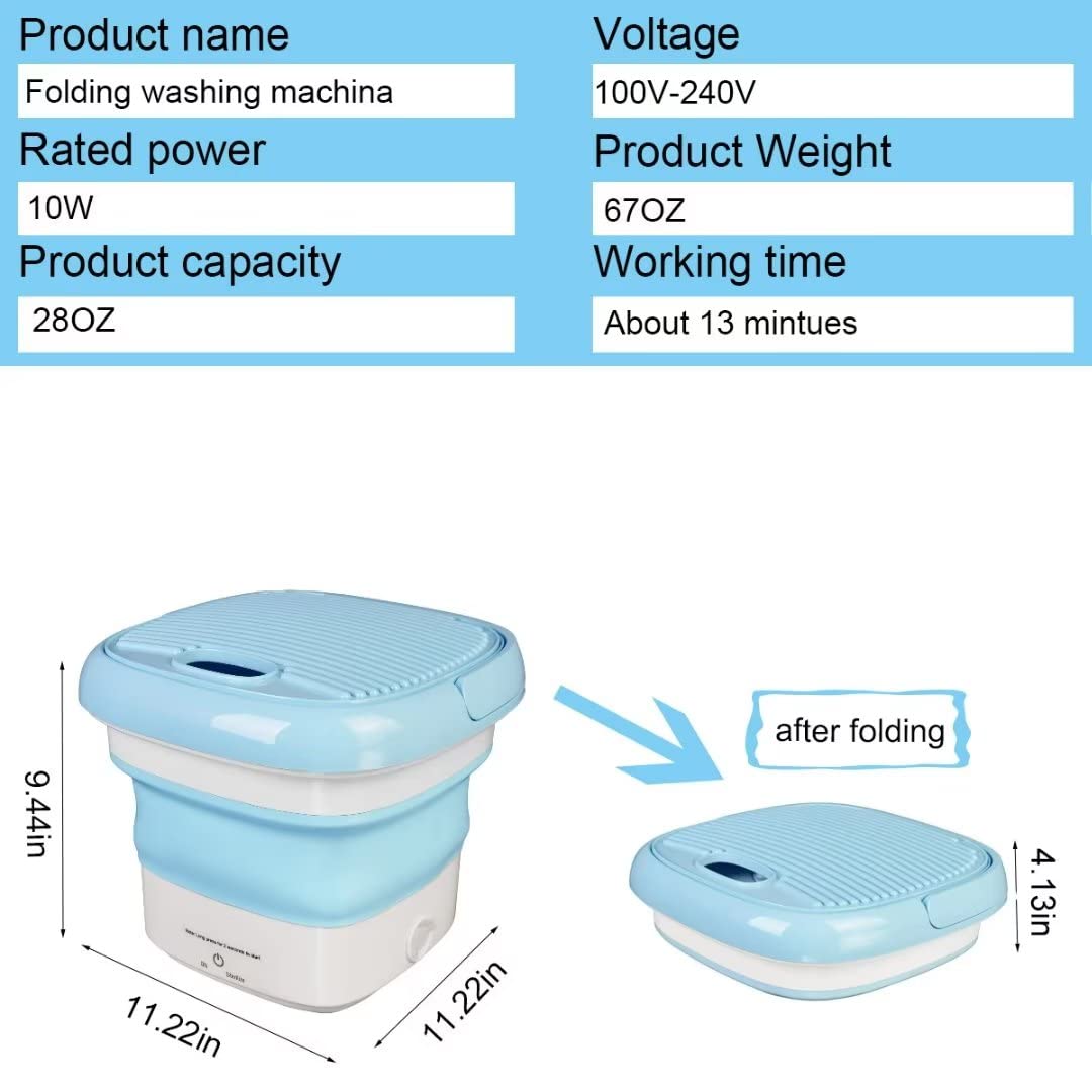 ZKFDP Portable Washing Machine,Ultrasonic Mini Washing Machine,Folding Washing Machine for Wash Baby Clothes, Apartment Dorm,Travelling,Gift for Friend or Family(Blue)