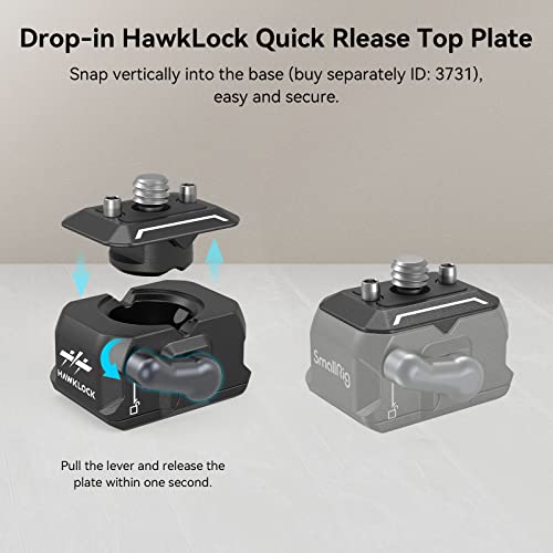 SmallRig Quick Release Plate with 1/4" Screw, HawkLock Quick Release Top Plate for Stabilizer, Action Camera, Monitor, LED Light, QR Top Plate for SmallRig HawkLock Quick Release System - 3730B