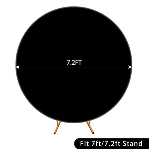 7.2ft Black Round Backdrop Cover Suitable for 7ft/7.2ft Circle Stand,Polyester Pure Black Birthday Party Wedding Photography Circle Arch Backdrop Cover