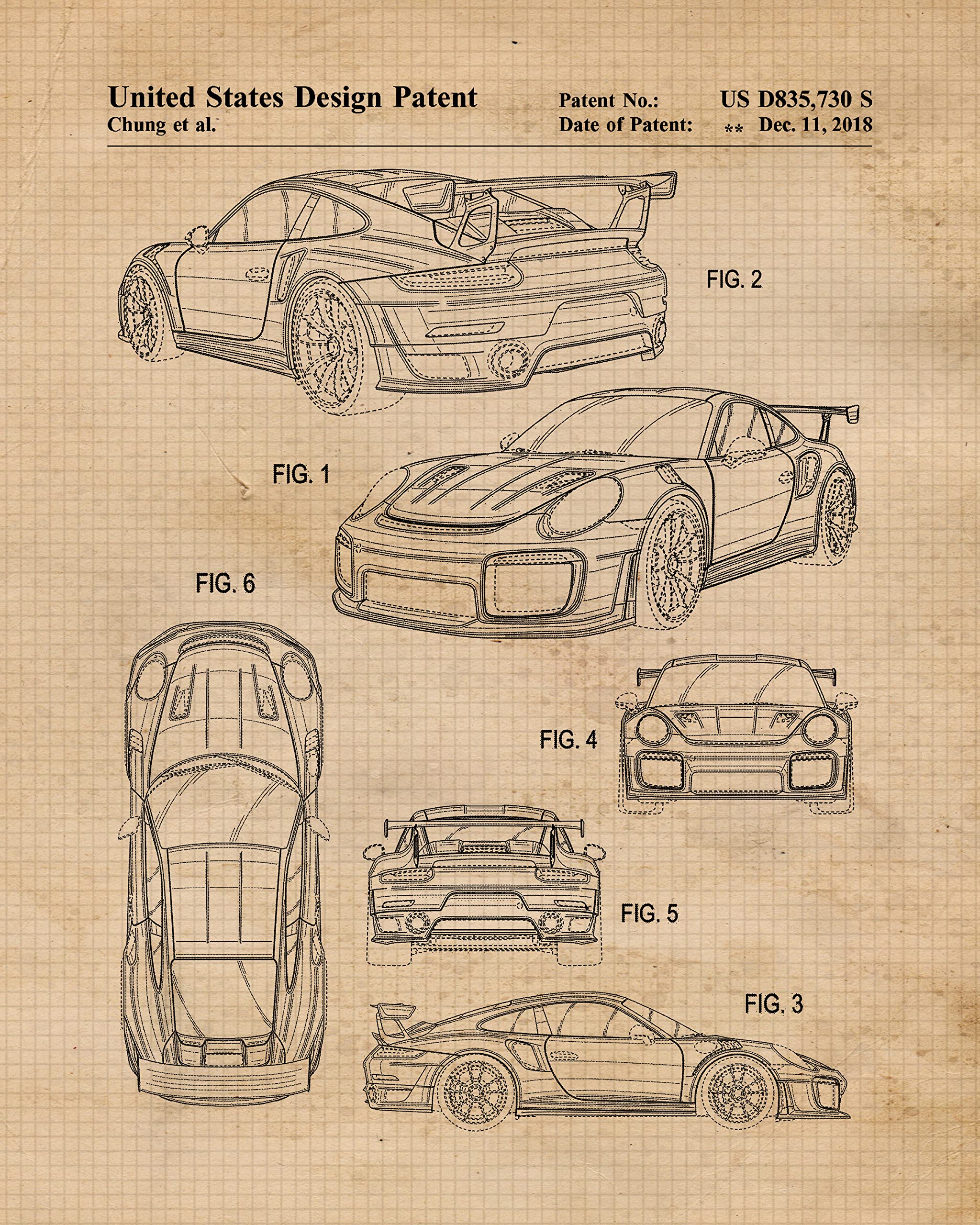 Classic GT2 RS Auto Patent Prints, 1 (11x14) Unframed Photos, Wall Art Decor Gift for Home Office Porsche Work Garage Man Cave College Engineer Student Teacher Coach F1 LeMans Team Racing Champs Fans