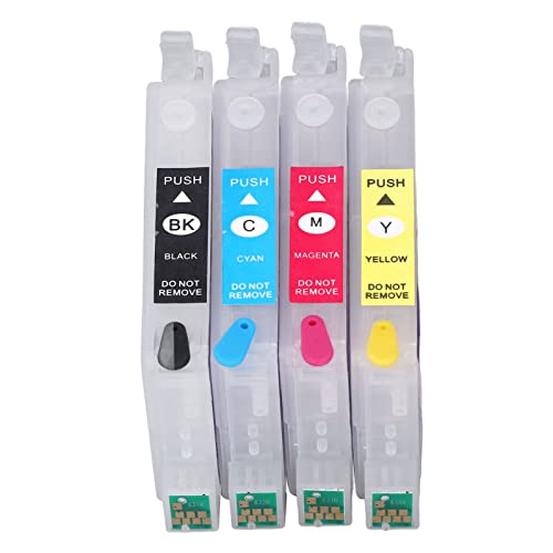 Hilitand 4Pcs Printing Ink Cartridge PP Material Ink Cartridge Printing Cartridge with Permanent Chip for Reusable Printer (T0561/T0562/T0563/T0564)