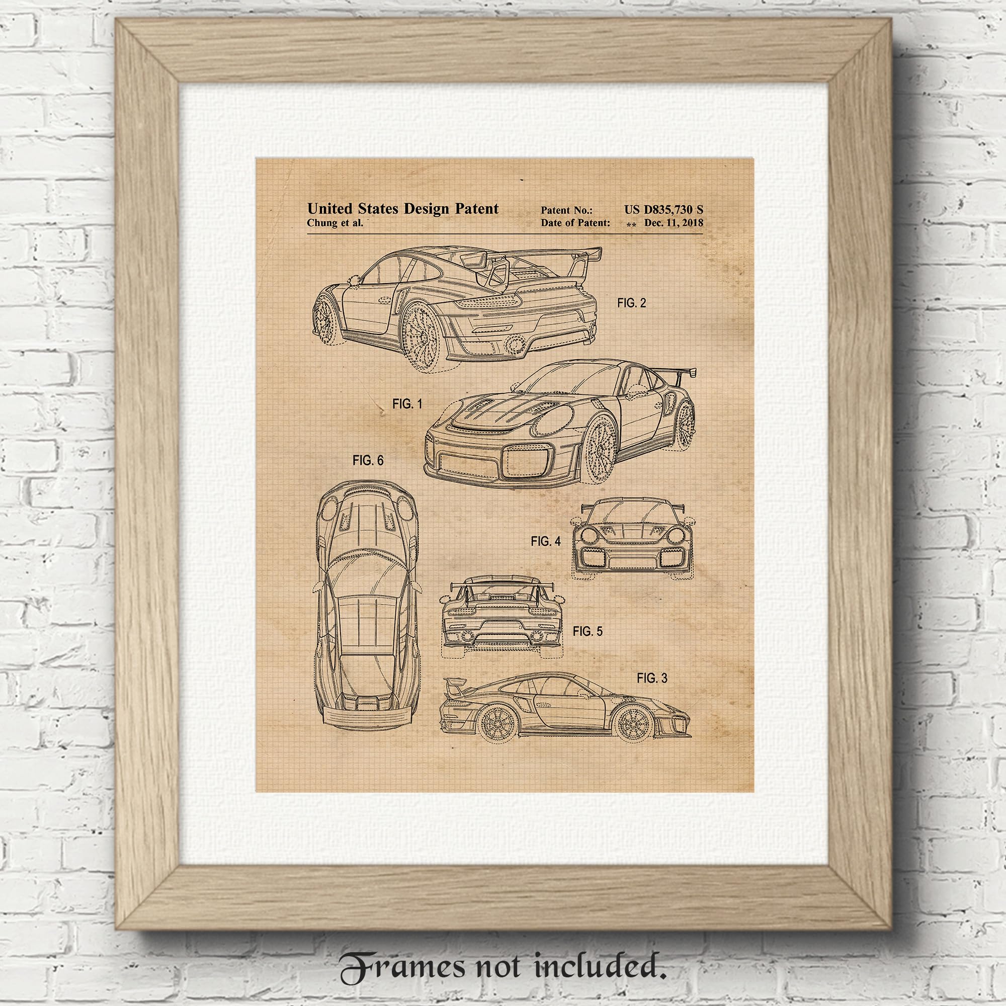 Classic GT2 RS Auto Patent Prints, 1 (11x14) Unframed Photos, Wall Art Decor Gift for Home Office Porsche Work Garage Man Cave College Engineer Student Teacher Coach F1 LeMans Team Racing Champs Fans