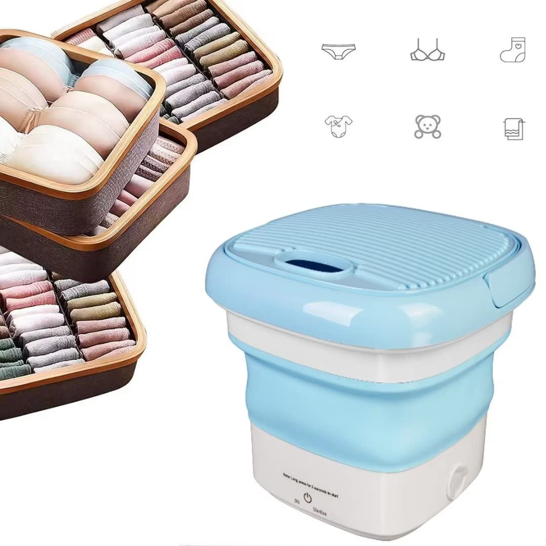 ZKFDP Portable Washing Machine,Ultrasonic Mini Washing Machine,Folding Washing Machine for Wash Baby Clothes, Apartment Dorm,Travelling,Gift for Friend or Family(Blue)