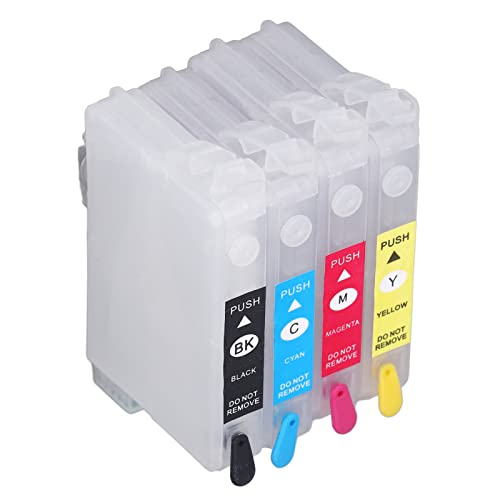 Hilitand 4Pcs Printing Ink Cartridge PP Material Ink Cartridge Printing Cartridge with Permanent Chip for Reusable Printer (T0631/T0632/T0633/T0634)