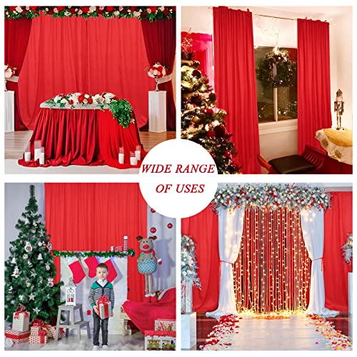 10x10FT Red Backdrop Curtains for Parties - Red Backdrop Curtain for Baby Shower Birthday Photo Home Party Curtains Backdrop 5x10FT 2 Panels