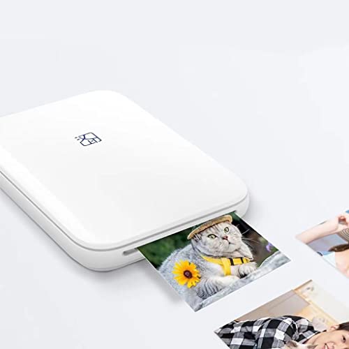 LUNNUN Wireless Mobile Photo Mini Color Printer (White) Compatible with iOS and Android Bluetooth Devices with Photo Paper (20 Sheets) 2 Ă 3 inches