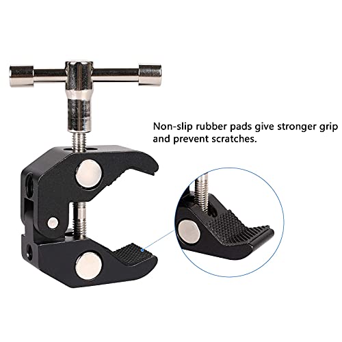 QYXINC 3Pack Super Clamp with 1/4 and 3/8 Thread Camera Clamp Mount,Crab Clamp Rod Clamp Clip for Cameras, Rods, Lights, Hooks, Shelves, Cross Bars, etc