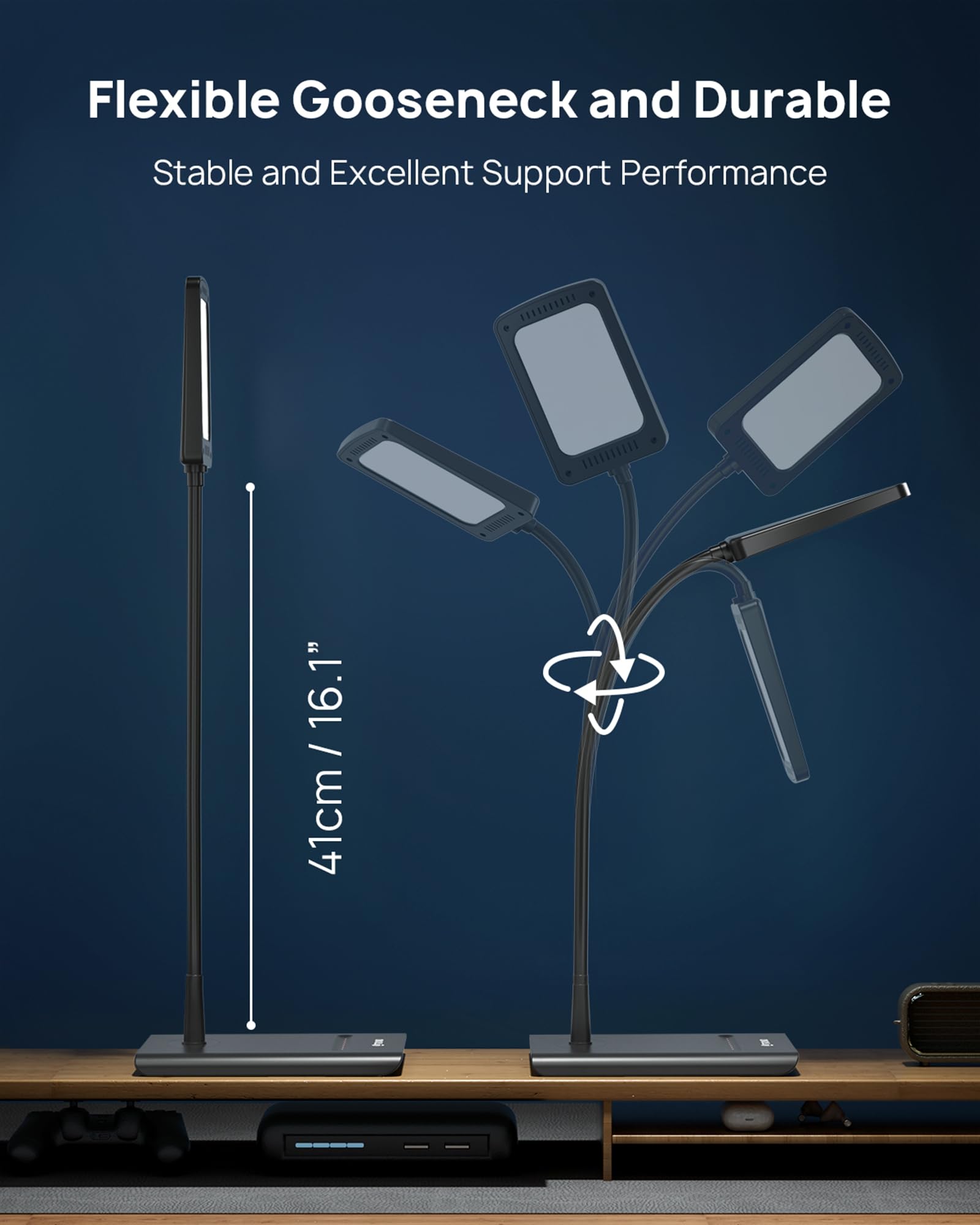 TROND Desk Lamp, Dimmable Eye-Caring Task Lamp, 3 Color Modes 7 Brightness Levels Table Lamp, Flexible Gooseneck Lamp, Desk Light for Home Office Bedroom Kitchen Nightstand Reading, 6000K, 10W, Black