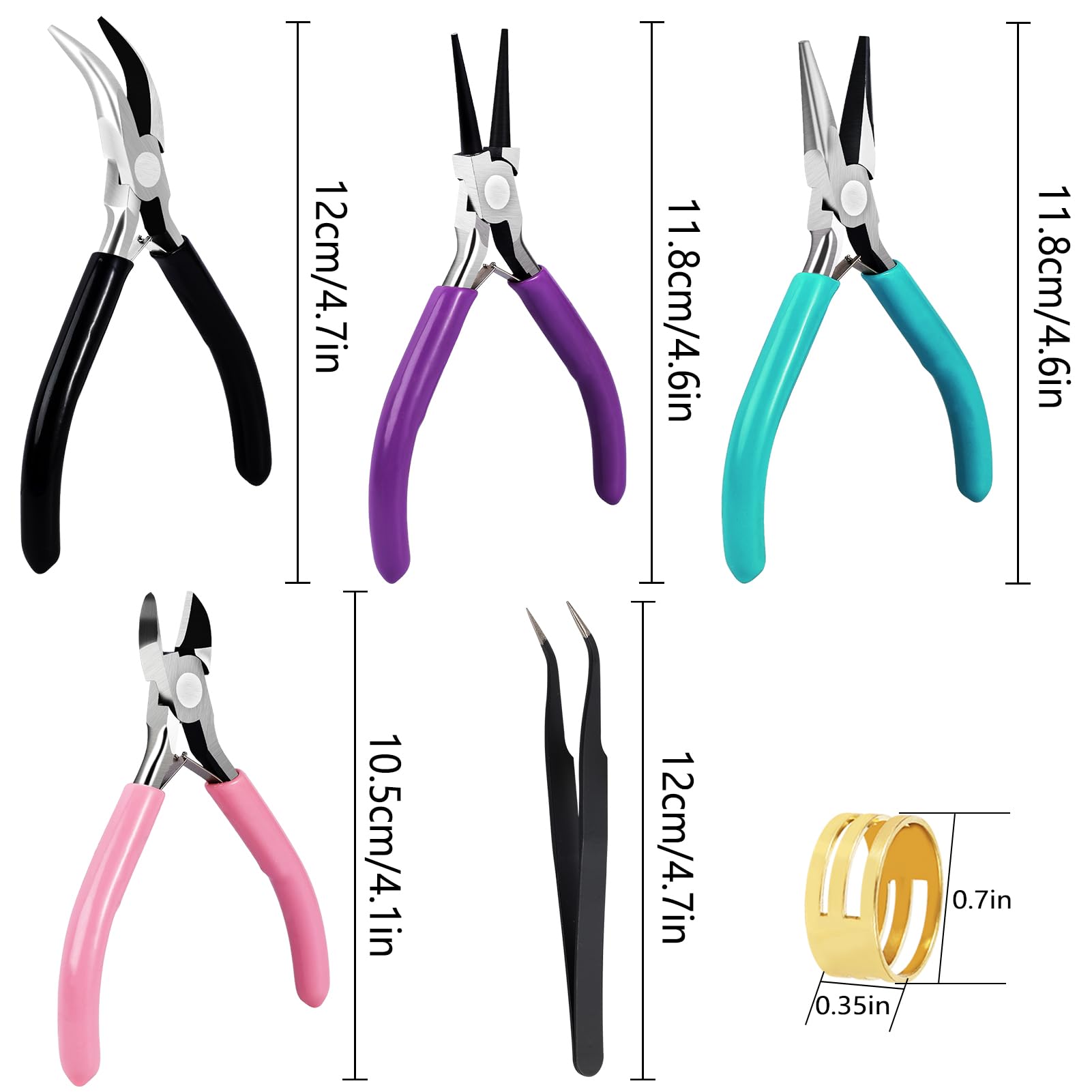 4 Pack Jewelry Pliers Jewelry Making Pliers Tools Kit with Needle Nose Pliers/ Chain Nose Pliers, Round Nose Pliers, Bent Nose Pliers, Wire Cutters for Wire Wrapping Earring Craft Making Supplies
