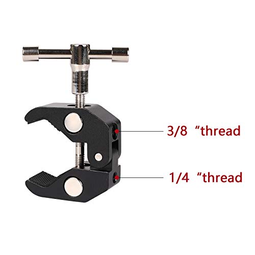 QYXINC 3Pack Super Clamp with 1/4 and 3/8 Thread Camera Clamp Mount,Crab Clamp Rod Clamp Clip for Cameras, Rods, Lights, Hooks, Shelves, Cross Bars, etc