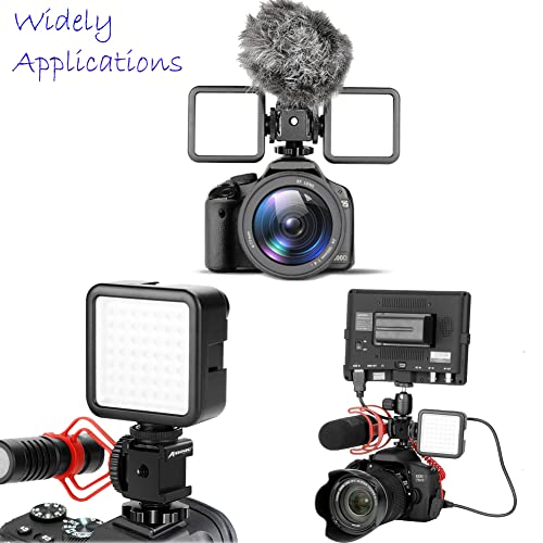 MEKNIC Cold Hot Shoe Mount Adapter Video Accessory Aluminium Alloy Triple Shoe Extension Bracket for LED Lights, Monitors, Microphones, Audio Recorder,Video Cameras or DSLR Cameras
