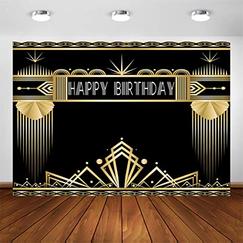 Avezano 7x5ft Great Gatsby Theme Birthday Party Backdrop Roaring 20s Retro 1920s Photo Booth Backdrop for Adults Birthday Party Decorations The Great Gatsby Theme Bday Parties Photoshoot Background