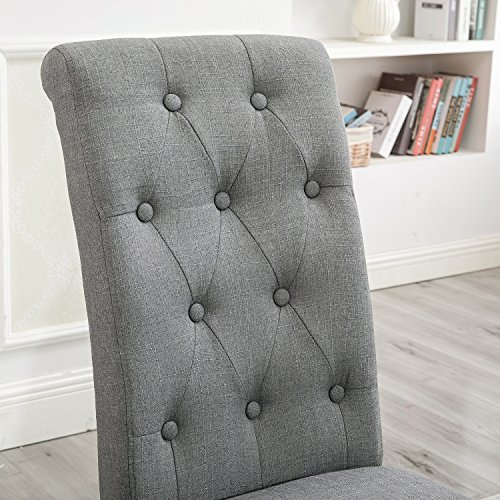 Vintage Leisure Chairs,Aristocratic Style Dining Chair Noble and Elegant Solid Wood Tufted Dining Chair Dining Room Set (Set of 2) (Gray)