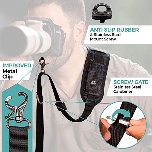 HiiGuy DSLR Camera Strap For Photographer – Extra Long 44 Inch Camera Straps for Photographers – Heavy Duty Polyester Camera Shoulder Strap with Camera Accessories – Ideal for Professionals, Hobbyists