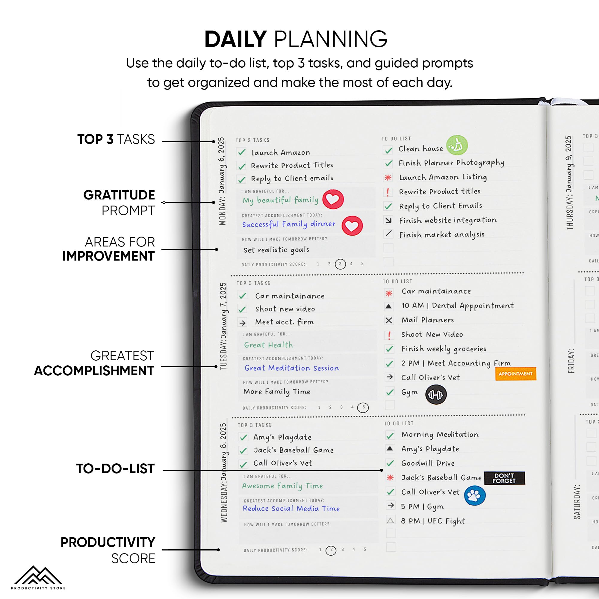 Best 2023 Planner Weekly and Monthly 5x8 | Goal, Business & Productivity Planner | Undated Daily 2023 Planner With To Do List, Habit Tracker & Planner Stickers | Productivity Store Planner PRO (Black)
