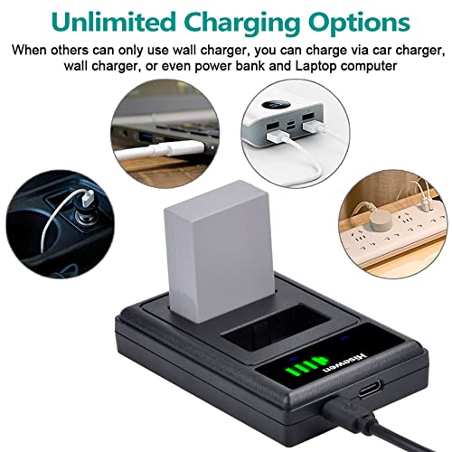 NB-10L NB10L Battery and Dual Charger, Hisewen 2 X 1500mAh Replacement Battery for Canon PowerShot G1 X, G3 X, G15, G16, SX40 HS, SX50 HS, SX60 HS Digital Camera