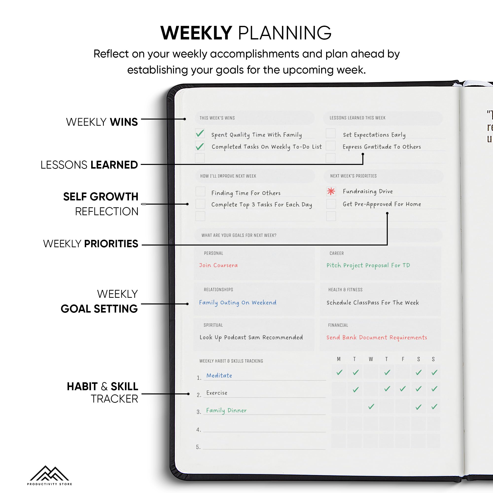 Best 2023 Planner Weekly and Monthly 5x8 | Goal, Business & Productivity Planner | Undated Daily 2023 Planner With To Do List, Habit Tracker & Planner Stickers | Productivity Store Planner PRO (Black)