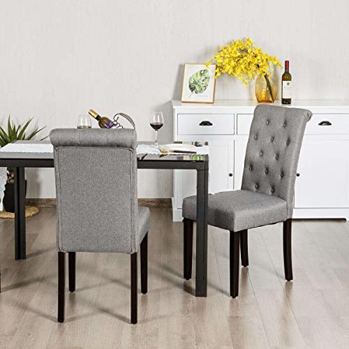 JHUS Set of 2 Tufted Dining Chair Parsons Upholstered Fabric Chair with Wooden Legs JHUS Dining Chairs Kitchen & Dining Room Chairs Dining Room Chairs Kitchen Chairs Dining Chair