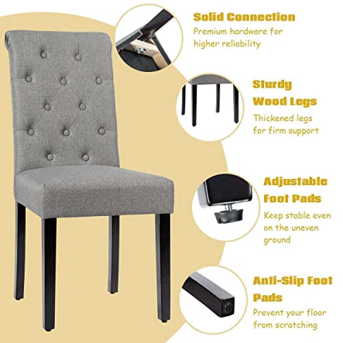 JHUS Set of 2 Tufted Dining Chair Parsons Upholstered Fabric Chair with Wooden Legs JHUS Dining Chairs Kitchen & Dining Room Chairs Dining Room Chairs Kitchen Chairs Dining Chair