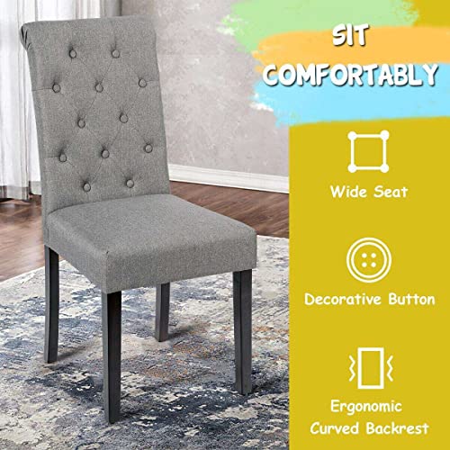 JHUS Set of 2 Tufted Dining Chair Parsons Upholstered Fabric Chair with Wooden Legs JHUS Dining Chairs Kitchen & Dining Room Chairs Dining Room Chairs Kitchen Chairs Dining Chair